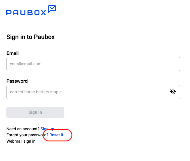 How to reset your password (Paubox dashboard)